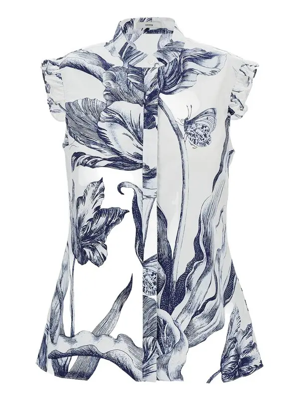 Erdem Sleeveless Floral Print Top - White