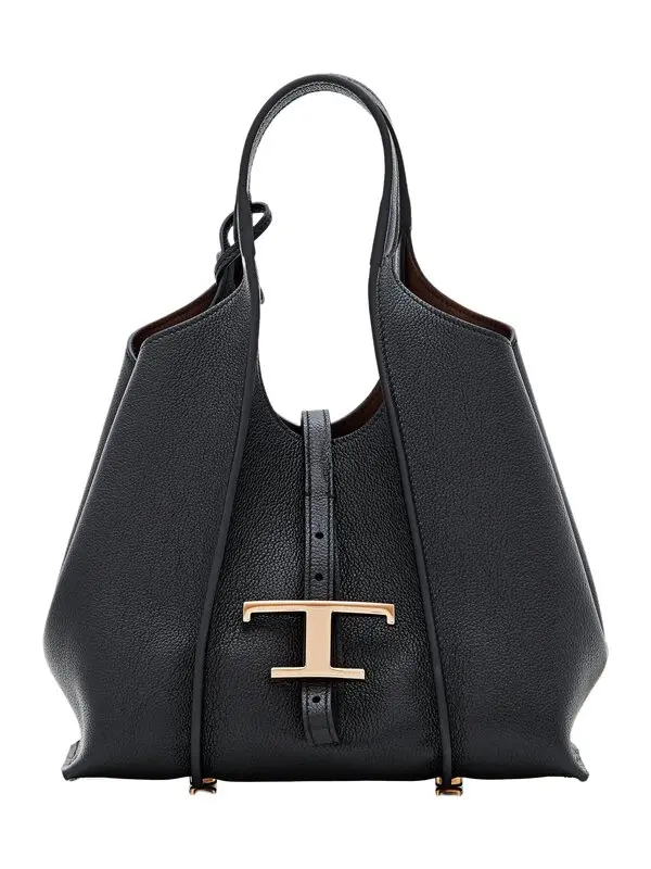 TOD'S Timeless Mini Leather Shopping Bag - Black