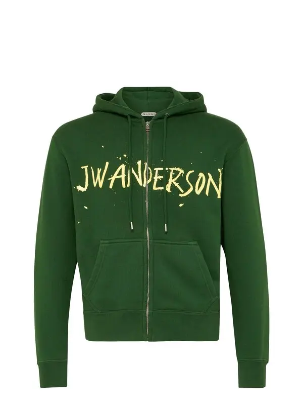 JW Anderson Zip-up Hoodie With Artist Print - Green