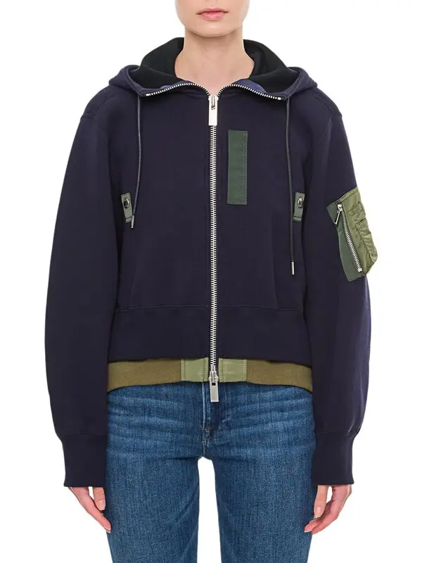 Sacai Layered Full Zip Hoodie - Blue