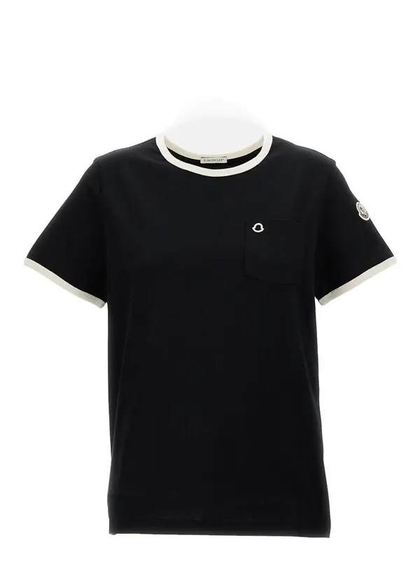 Moncler T-shirt With Embroidered Logo - Black