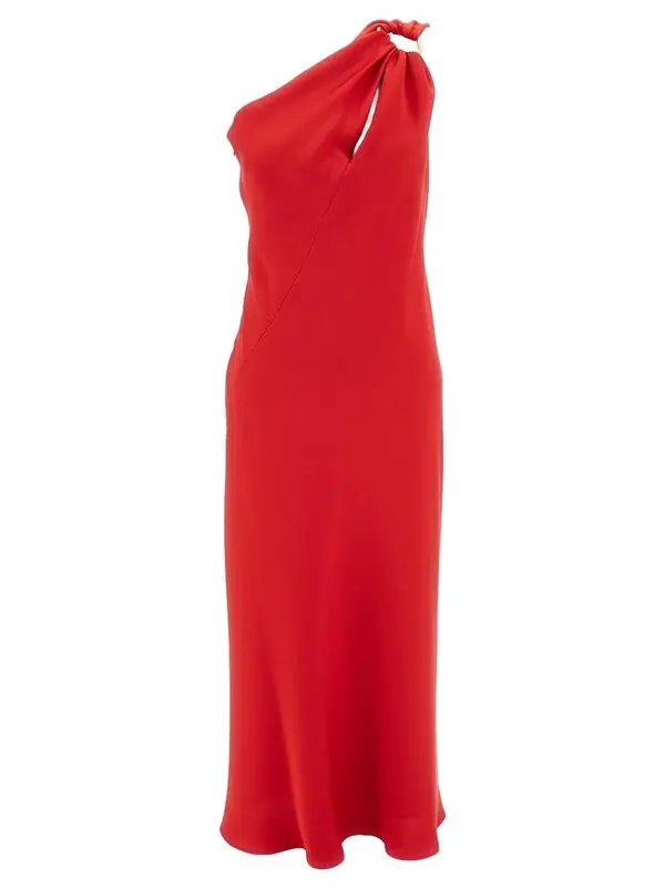 Max Mara One-shoulder Satin Gown - Red