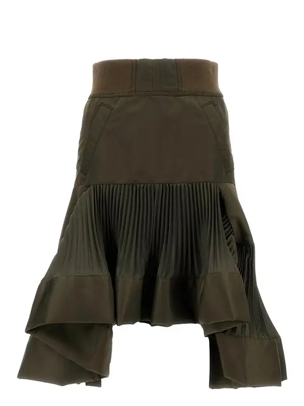 Sacai Nylon Twill Asymmetric Skirt - Green