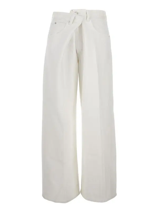 AGOLDE Vana Fold Wide Leg Jeans - White