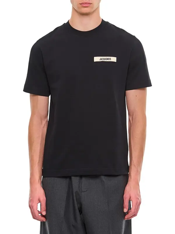 Jacquemus Cotton Grosgrain Logo T-shirt - Black