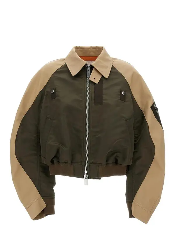 Sacai Cotton And Nylon Jacket - Green