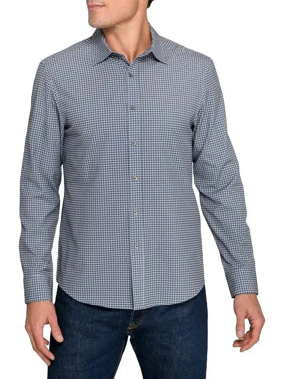 W.R.K Slim Fit Faded Check Performance Button-up Shirt - Charcoal