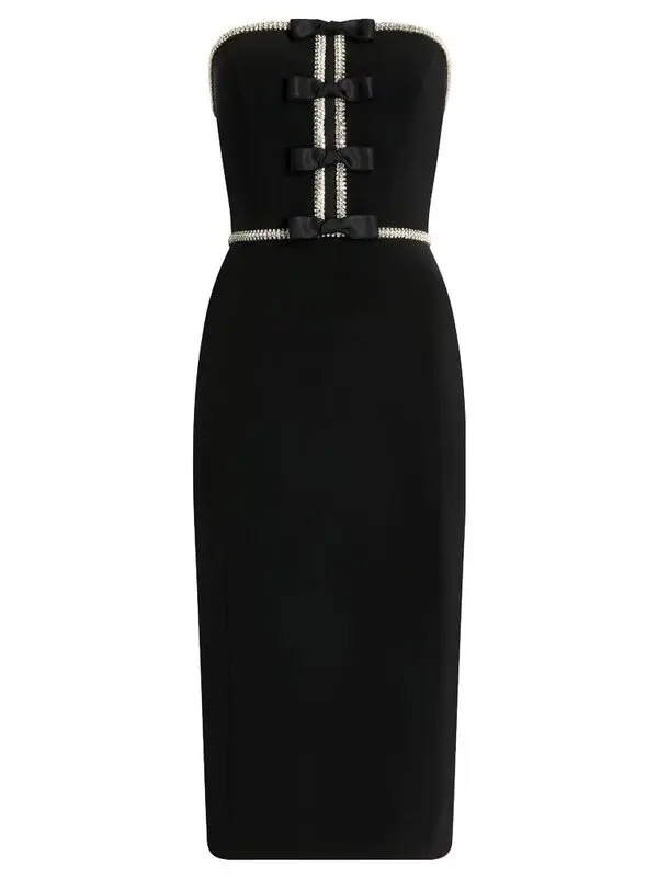 Jenny Packham Odette Bow-embellished Midi Dress - Liquorice