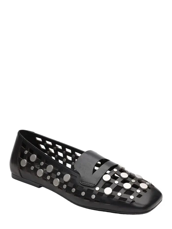 Ash Bali Studded Cutout Loafer - Black