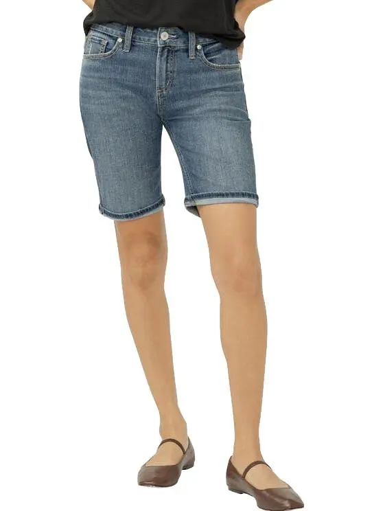 SILVER JEANS CO. Suki Denim Bermuda Shorts - Sunbury