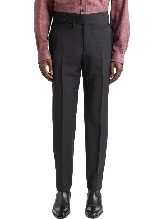 Isaia Unito Wool & Mohair Slim Leg Pants - Nero 990
