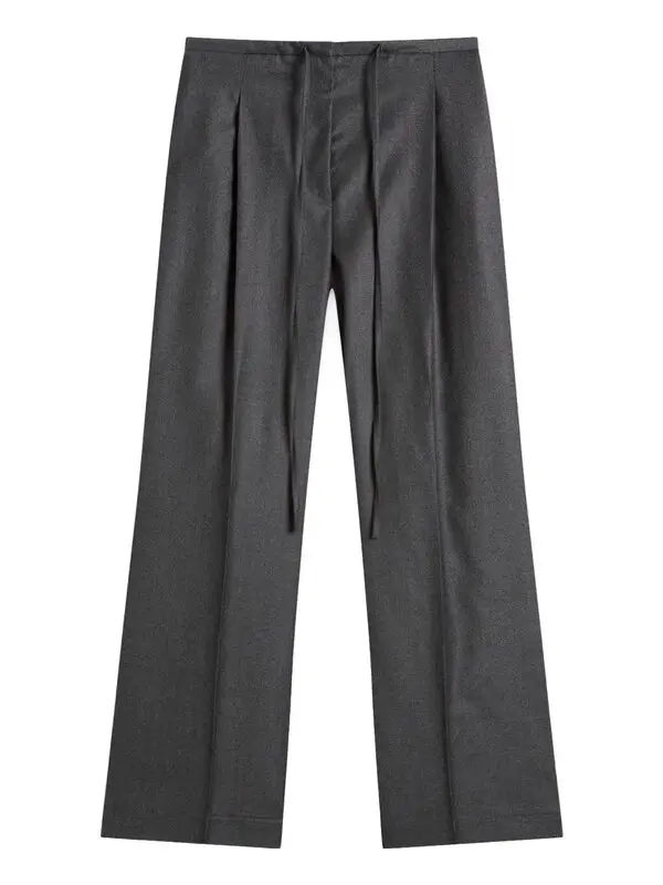 RÓHE Relaxed Soft Wool Trousers - Dark Grey Melange