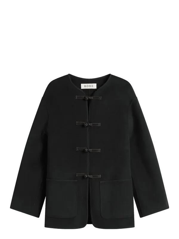 RÓHE Mandarin Double-faced Wool Jacket - Navy