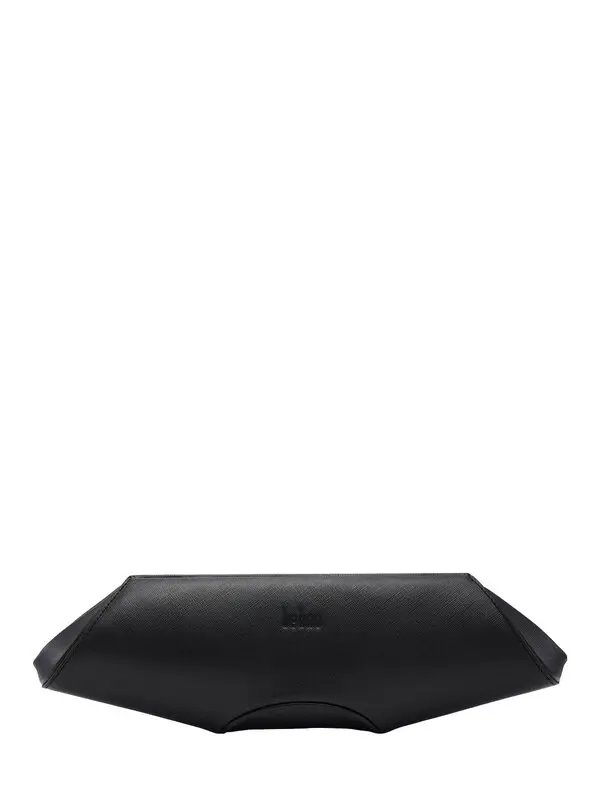 BEHNO Elizabeth Leather Baguette Clutch - Black