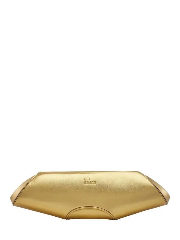 BEHNO Elizabeth Leather Baguette Clutch - Gold