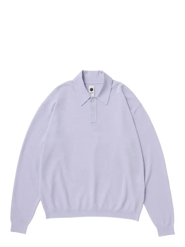VOWELS Lightweight Knit Polo Sweater - Ice Blue