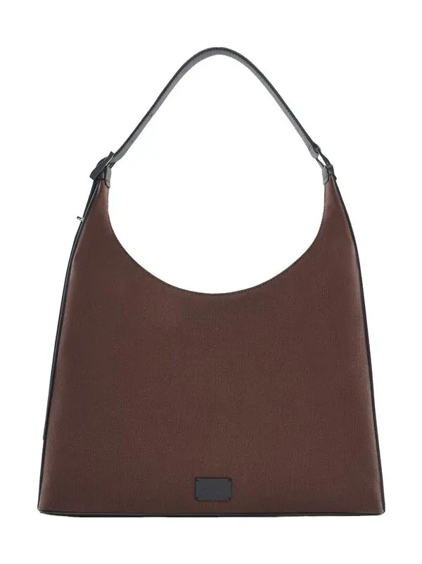 BEHNO Canvas Shoulder Bag - Cacao/black