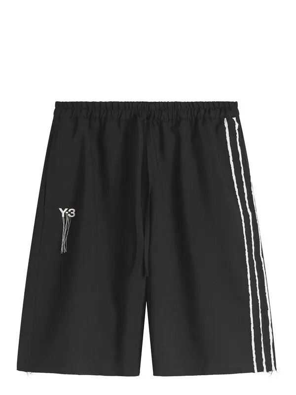 Y3 3-stripe Twill Shorts - Black
