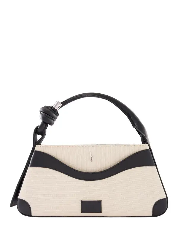 BEHNO Melina Canvas Crossbody Satchel - Sand/black