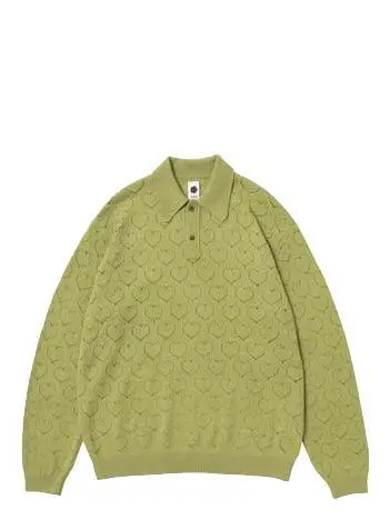VOWELS Eyelet Polo Sweater - Green