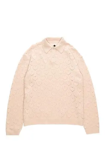 VOWELS Eyelet Polo Sweater - Pink