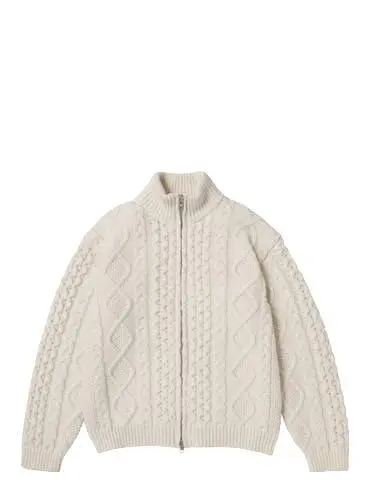 VOWELS Cable Knit Zip-up - Cream