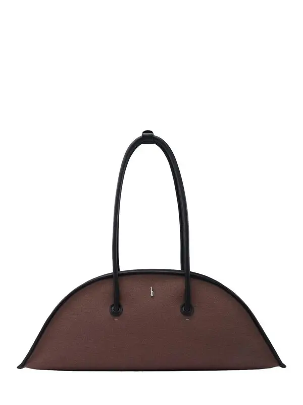 BEHNO Laverne Canvas Bowler Bag - Cacao/black