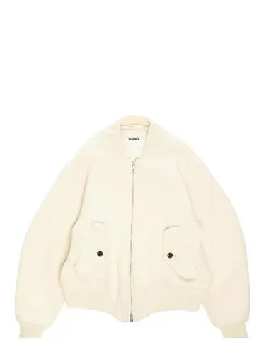 VOWELS Handstitch Knitted Bomber Jacket - Cream