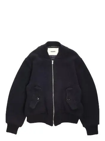 VOWELS Hand-knitted Bomber Jacket - Navy