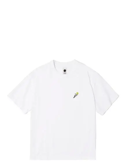 VOWELS Floral Embroidered Tee - White