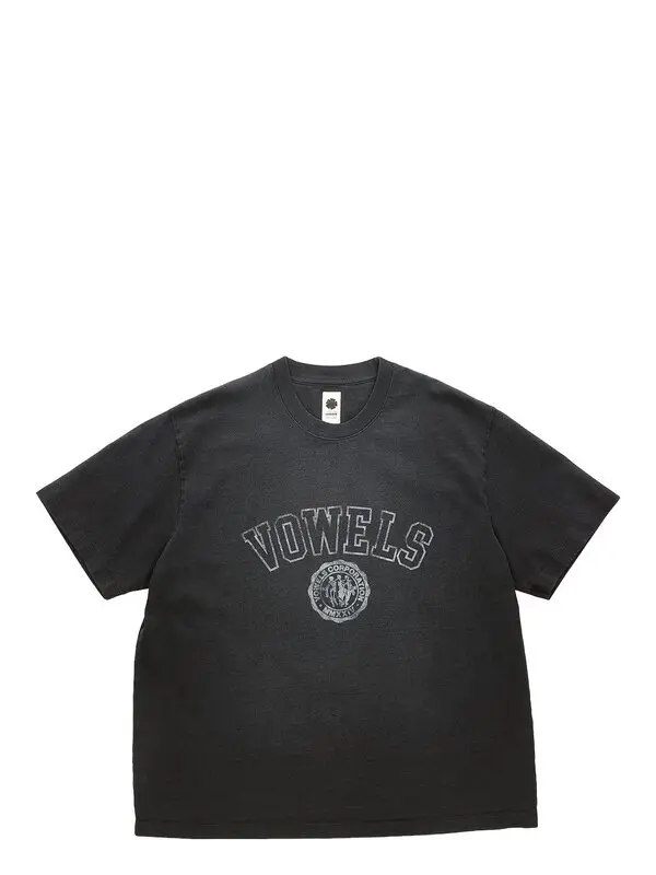 VOWELS Faded Collegiate Tee - Black