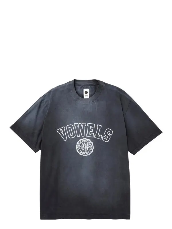 VOWELS Faded Collegiate Tee - Black