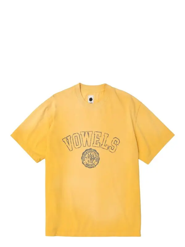 VOWELS Faded Collegiate Tee - Dusty Yellow