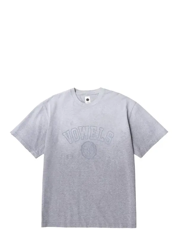VOWELS Faded Collegiate Tee - Grey Heather