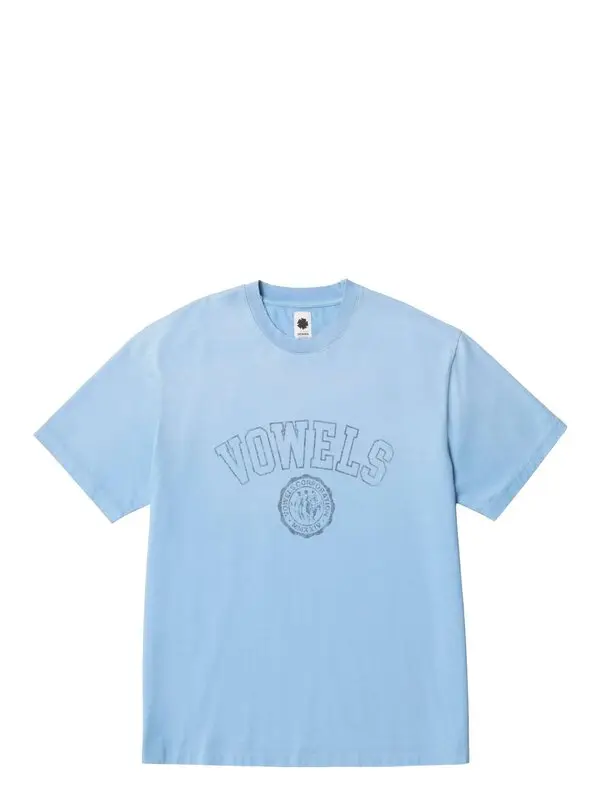 VOWELS Faded Collegiate Tee - Sky Blue