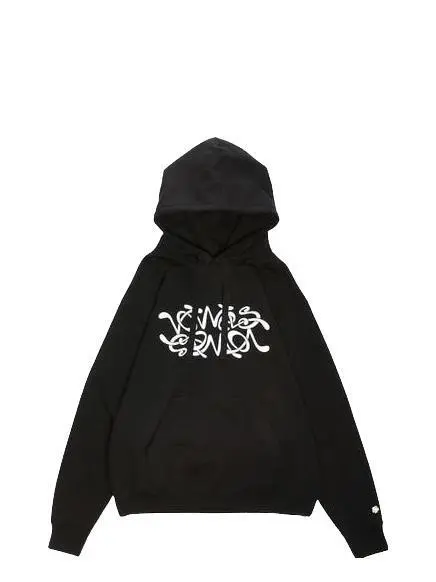 VOWELS Double Scribble Hoodie - Black