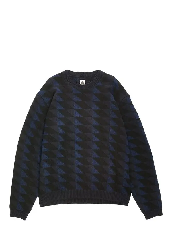 VOWELS Tessellated Merino Wool Sweater - Navy