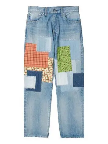 VOWELS Original Relaxed Straight Selvedge Denim - Patchwork
