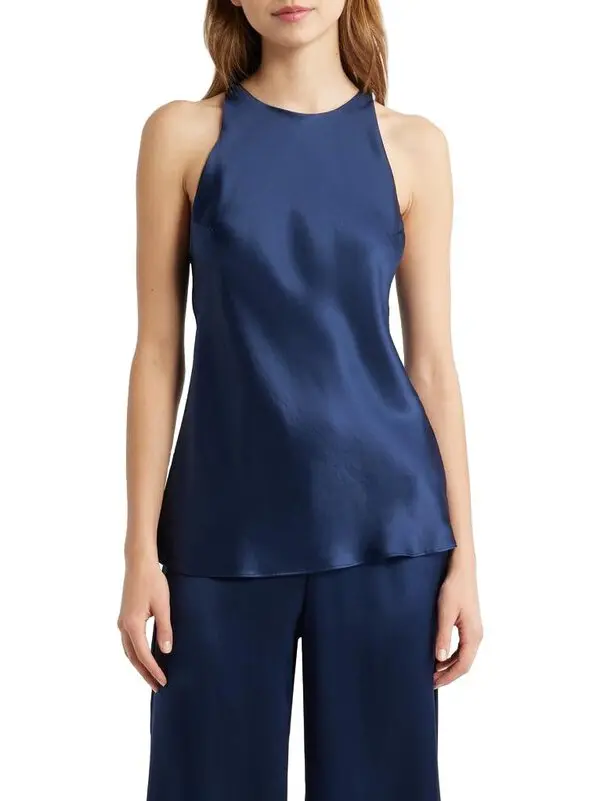 REFORMATION Saskia Silk Tank Top - Navy