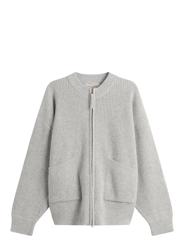FRIZMWORKS Wool Deck Zip Cardigan - Light Gray