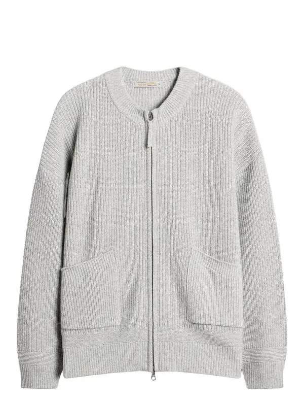 FRIZMWORKS Wool Deck Zip Cardigan - Light Gray