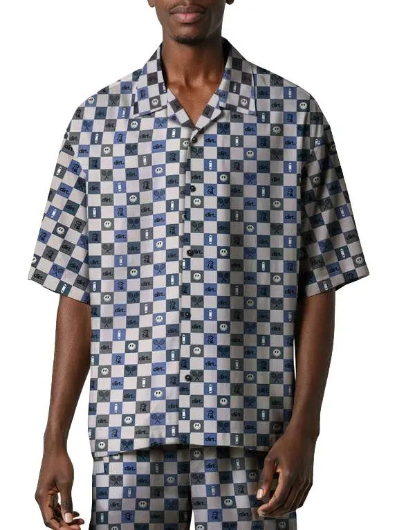 D.RT Icons Oversize Camp Shirt - Blue/white Multi