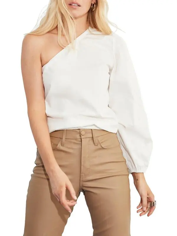 MARCELLA Cotton Poplin One-shoulder Top - Off White