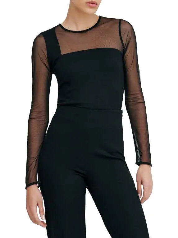 MARCELLA Soraya Mixed Media Top - Black