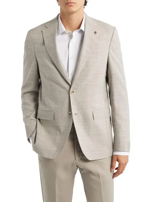 JACK VICTOR Textured Wool & Silk Sport Coat - Sand