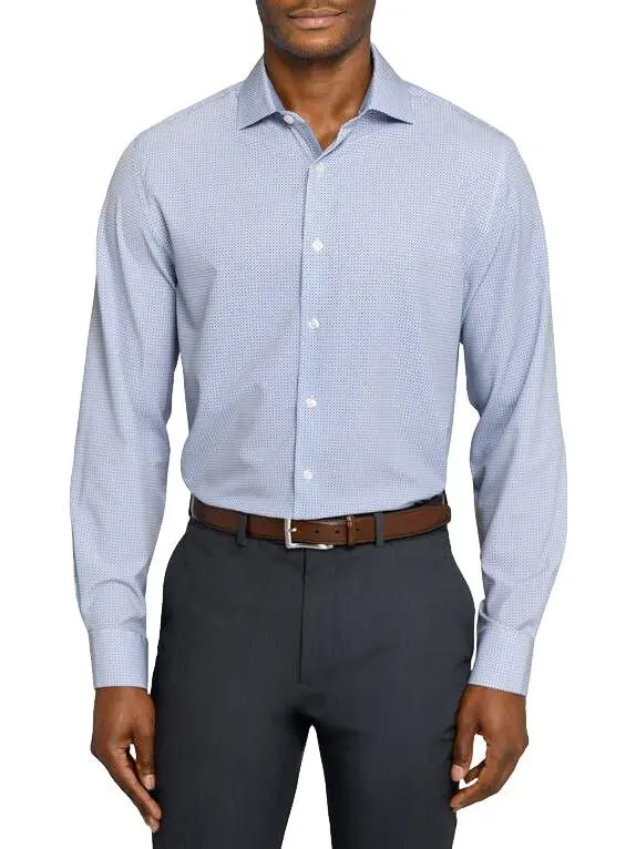 W.R.K Slim Fit Octagon Geo Performance Dress Shirt - White/blue
