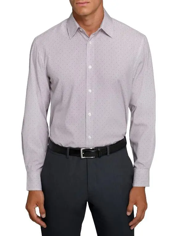W.R.K Slim Fit Stripe Dot Performance Dress Shirt - Khaki