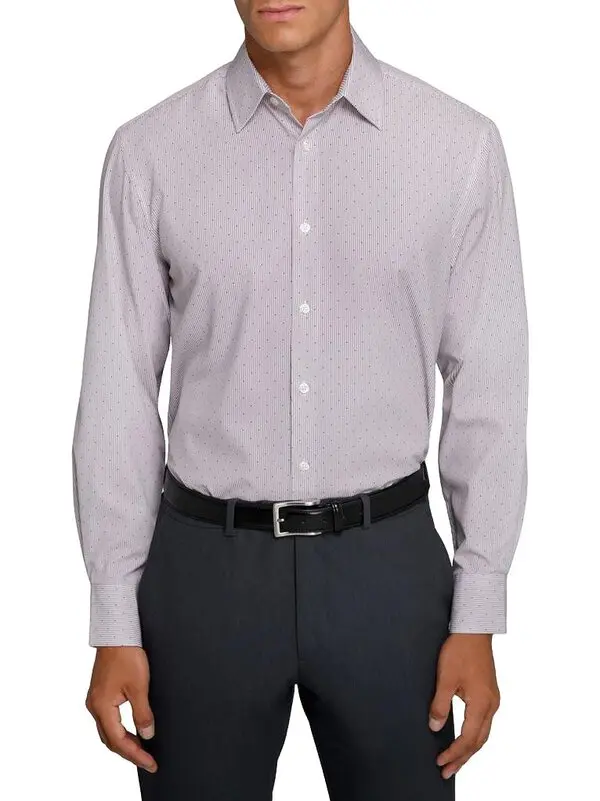 W.R.K Regular Fit Stripe Dot Performance Dress Shirt - Khaki