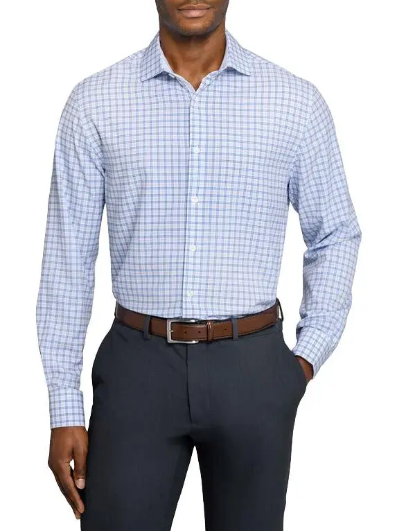W.R.K Regular Fit Blue Check Performance Dress Shirt - White/blue