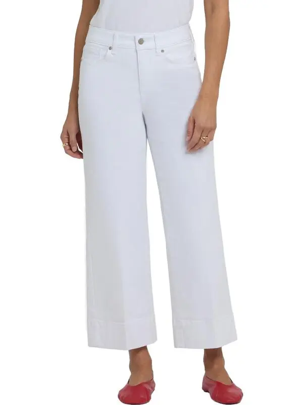 NYDJ Teresa High Waist Wide Leg Ankle Jeans - Optic White